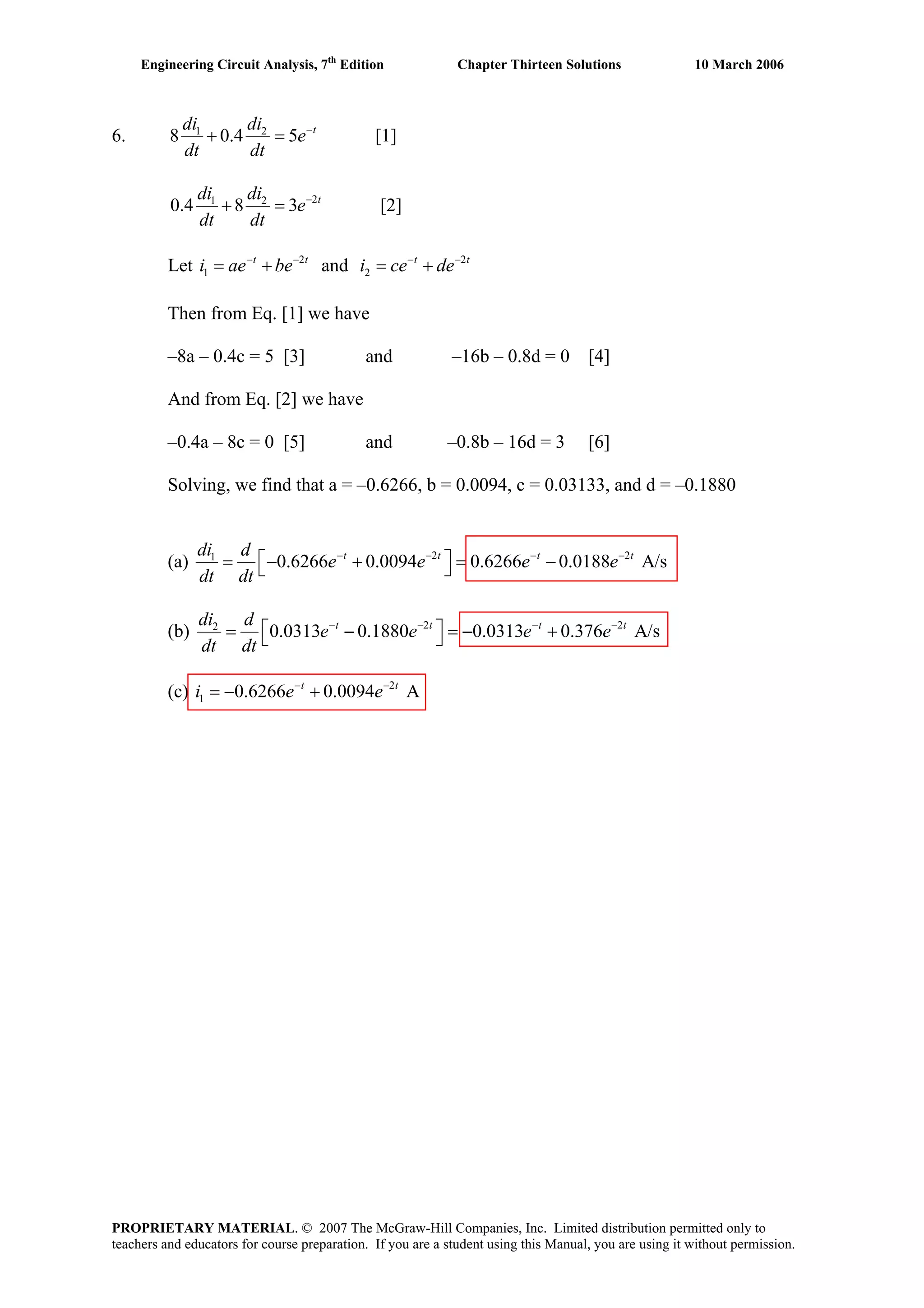Chapter 13 solutions_to_exercises (engineering circuit analysis 7th) | PDF