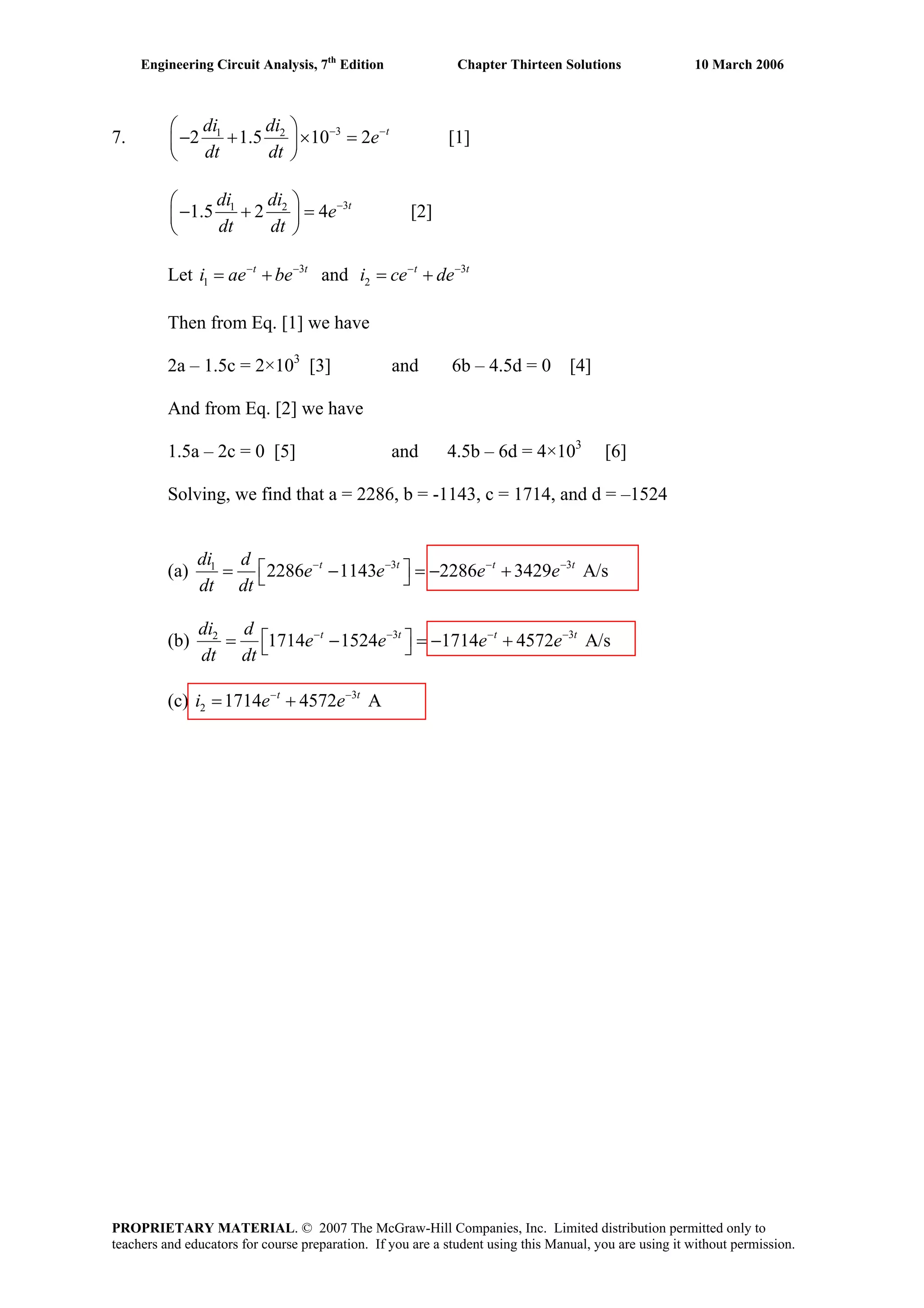 Chapter 13 solutions_to_exercises (engineering circuit analysis 7th) | PDF