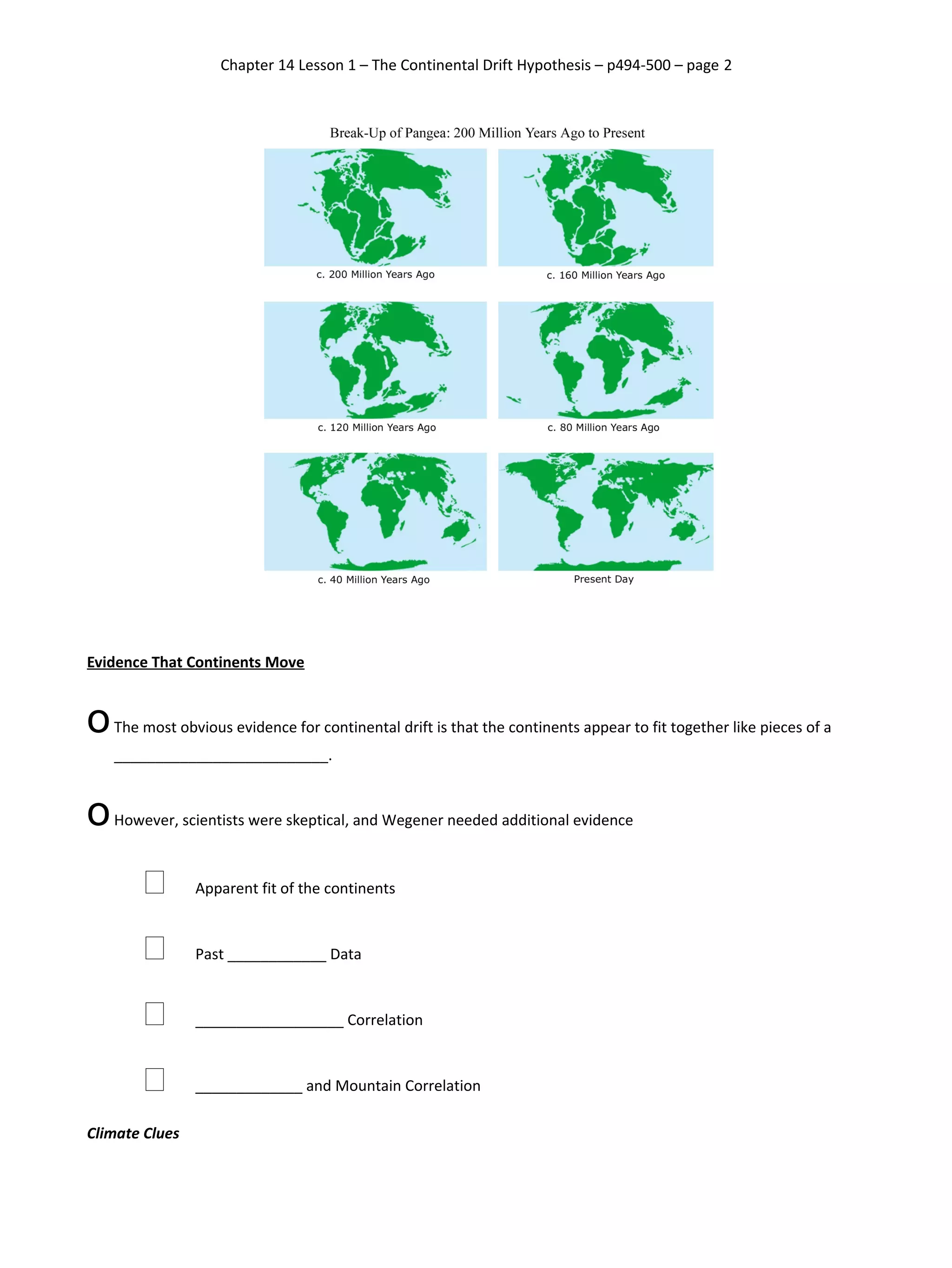 Chapter 14.1: Continental Drift Hypothesis | RTF