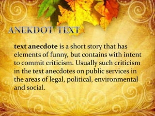 Chapter 14 Anecdote text | PPTX | Humor and Satire | Pop Culture