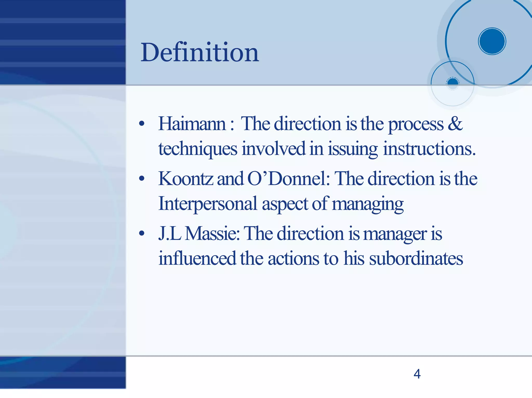 Directing in Management - Principles and Techniques | PPTX