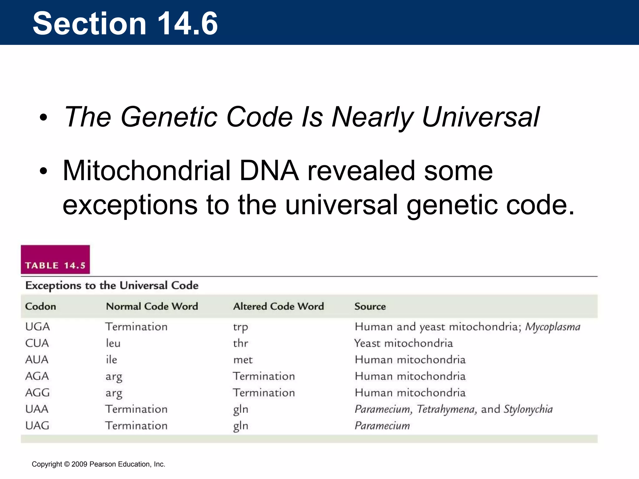 Chapter 14 - The Genetic Code and Transcription Klug.ppt