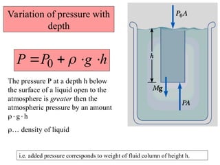 fluid statics, hydrostatics and pressure | PPT