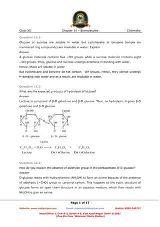 Chapter 14 Biomolecules | PDF