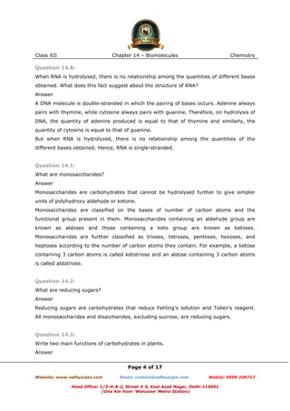 Chapter 14 Biomolecules | PDF