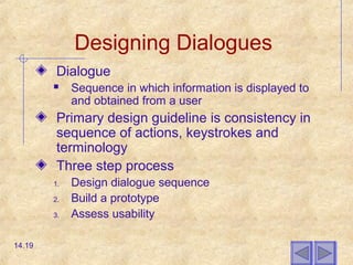 Chapter14 designing interfaces and dialogues | PPT
