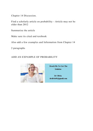 Chapter 14 Discussion.Find a scholarly article on probability - .docx