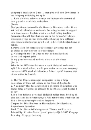 Chapter 14 Distributions to Shareholders Dividends and Repurchas.docx