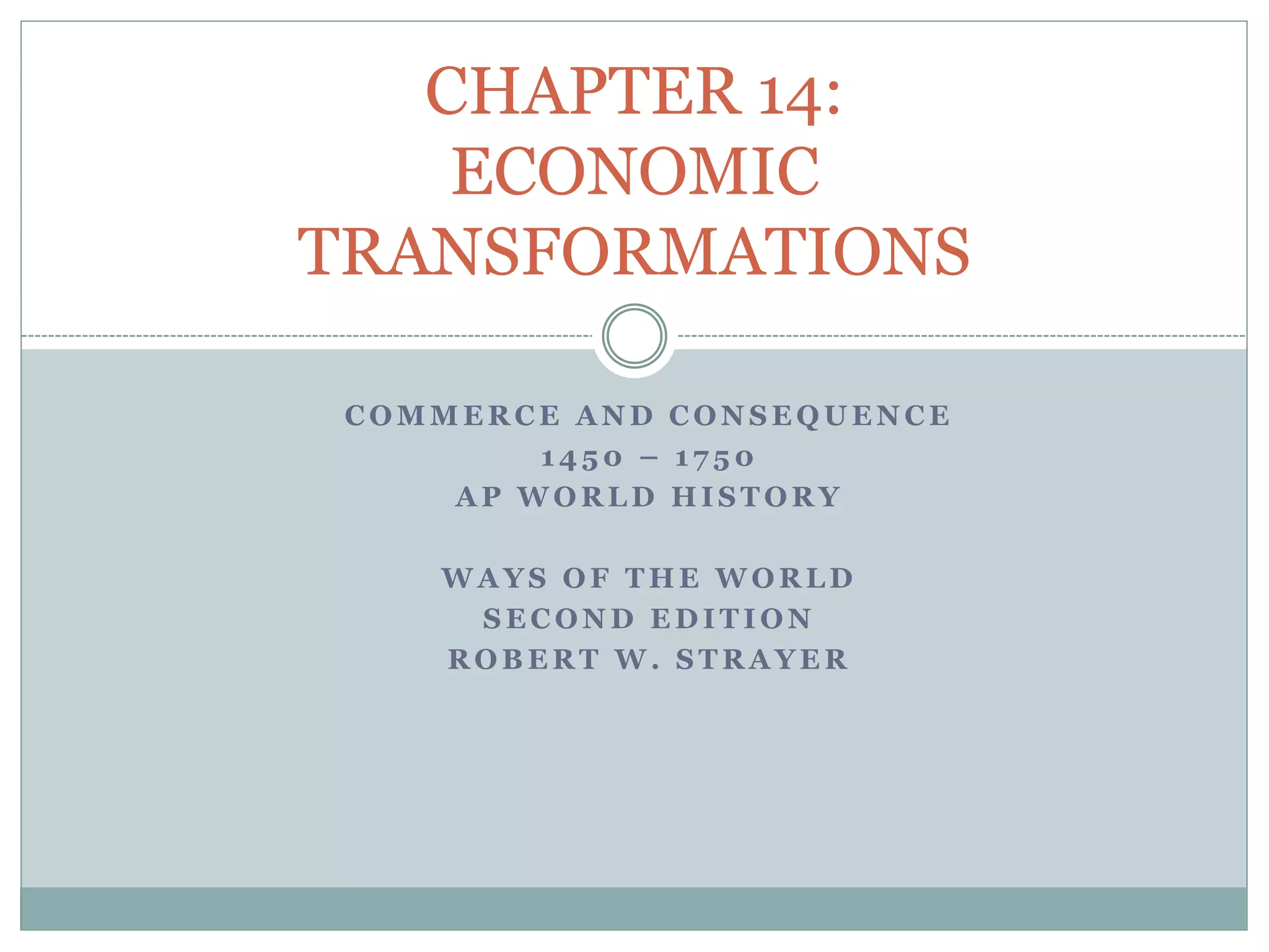 AP WORLD HISTORY - Chapter 14: Economic transformations: Commerce and ...