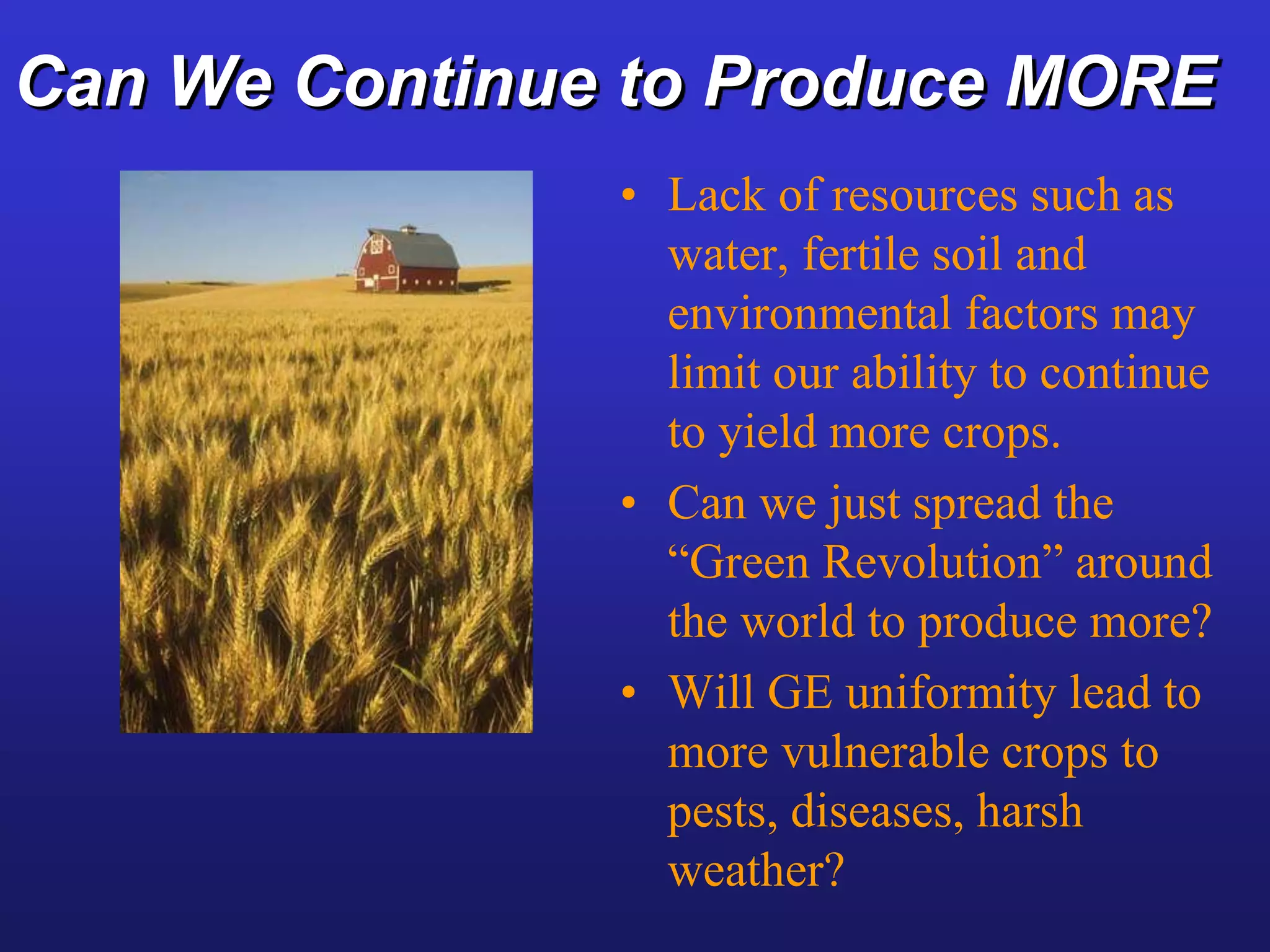 Food Production, Nutrition and Environmental Effects | PPTX