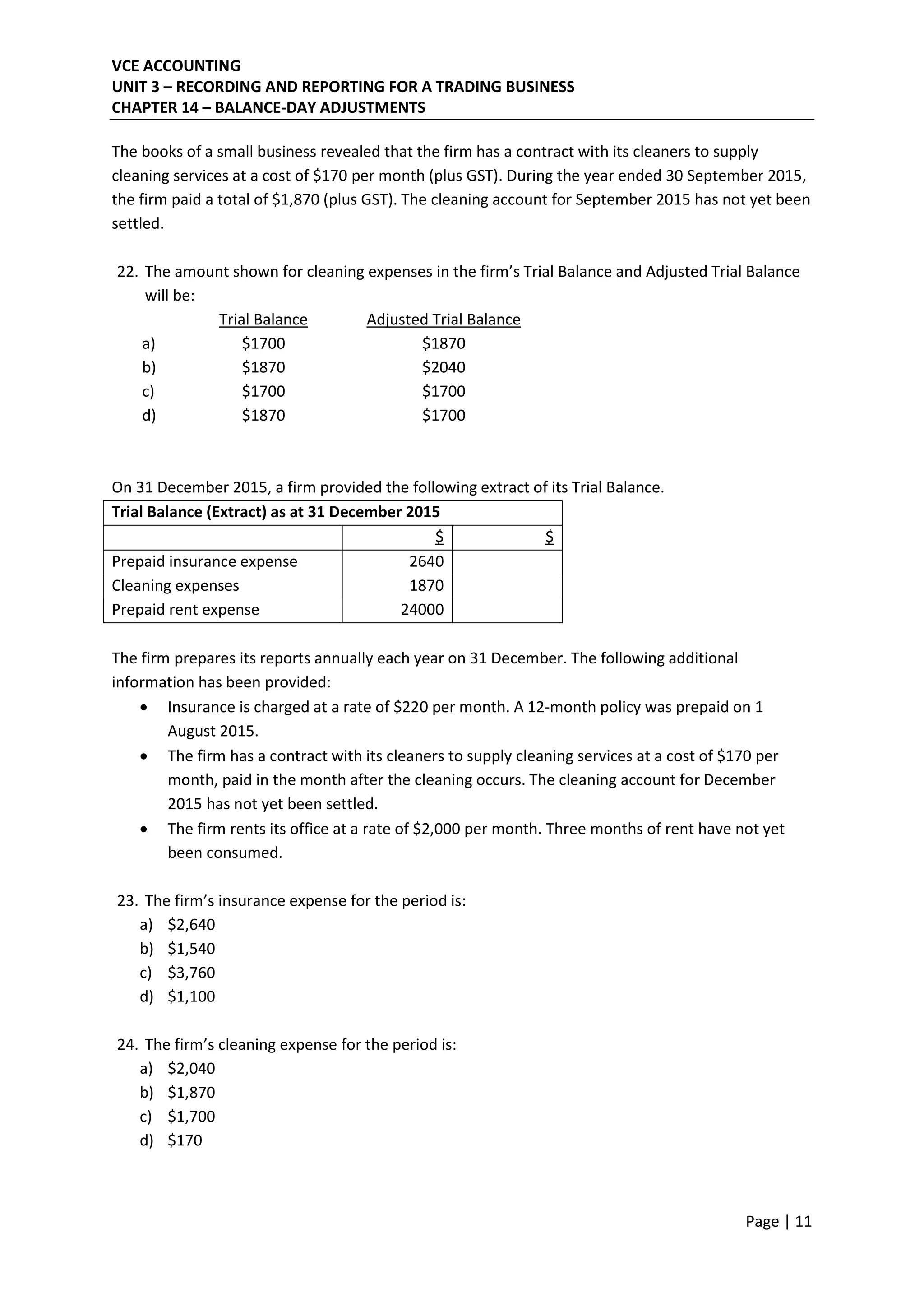 Chapter 14 Prepaid and Accrued Expenses - Test | PDF