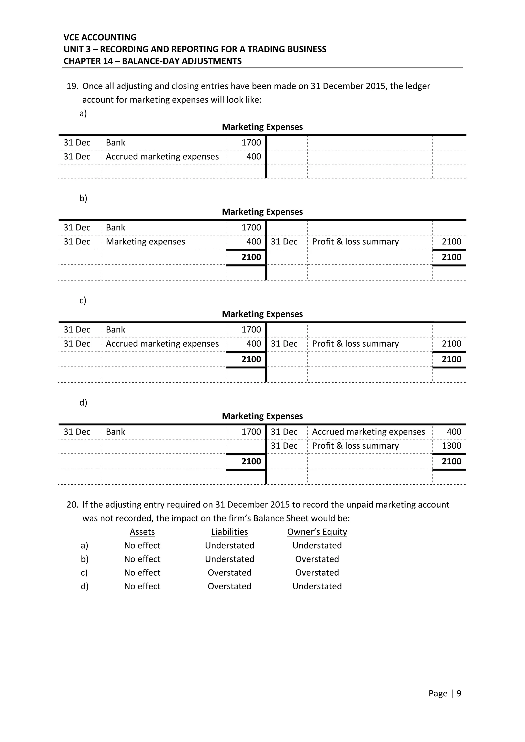 Chapter 14 Prepaid and Accrued Expenses - Test | PDF