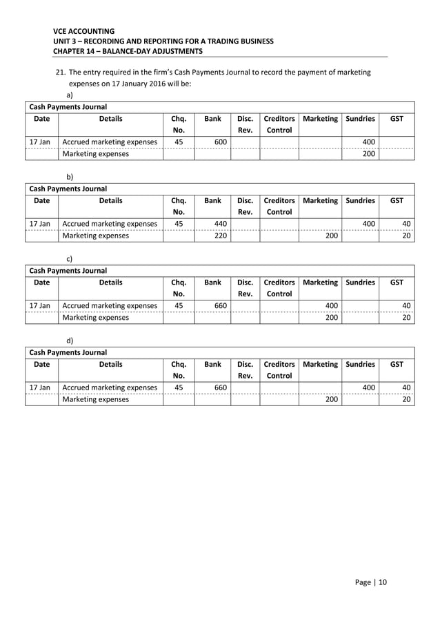 Chapter 14 Prepaid and Accrued Expenses - Test | PDF