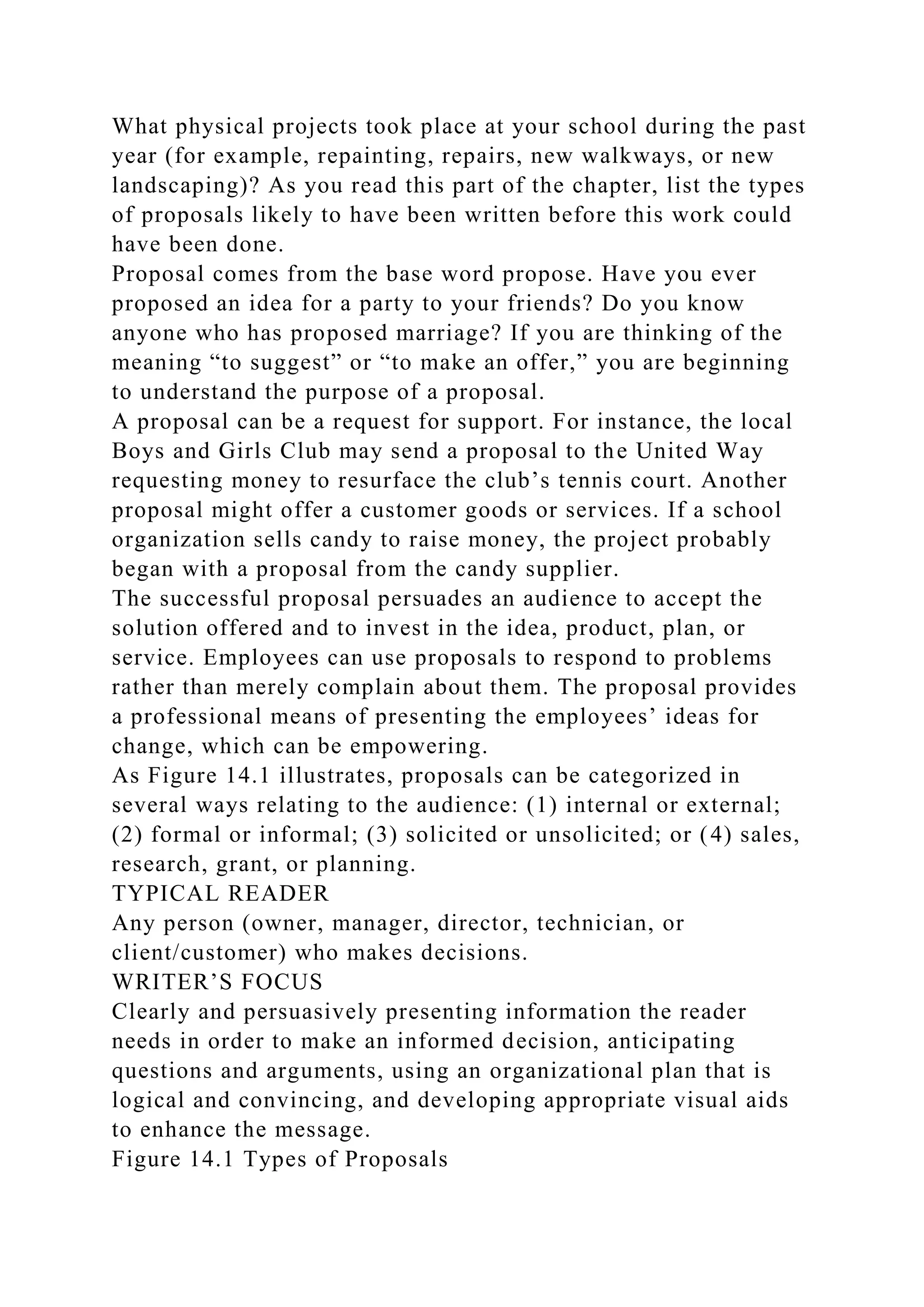 Chapter14ProposalsGoals· Define proposals and determine th.docx