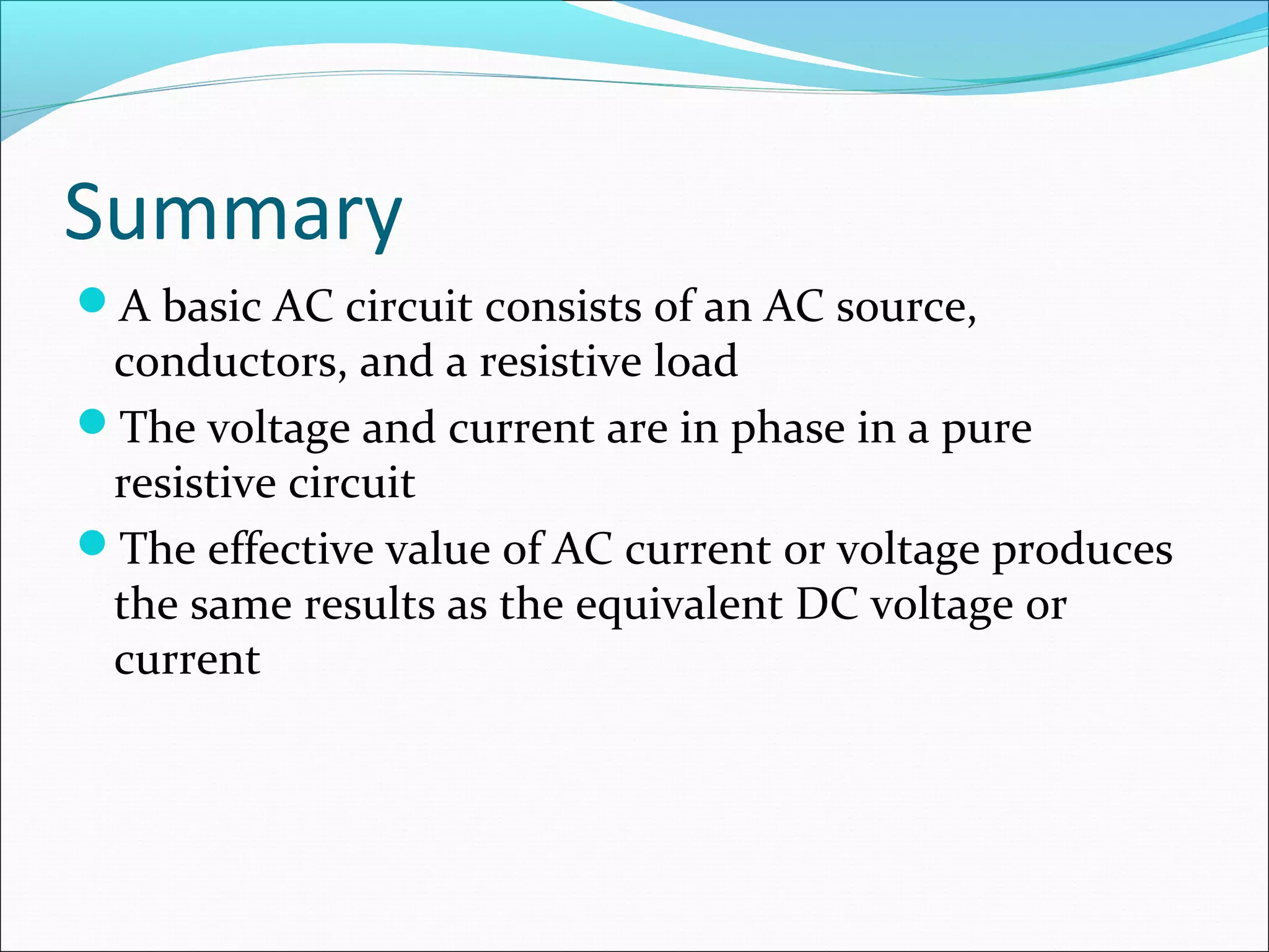resistive ac circuits | PPT | Science