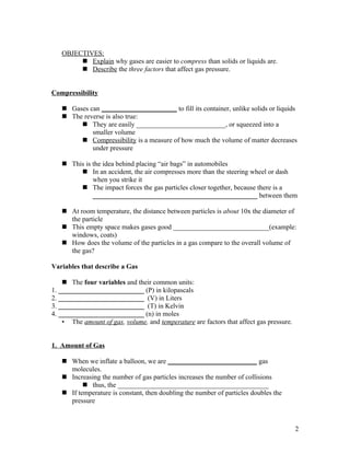 Chemistry - Chp 14 - The Behavior of Gases - Notes | DOC