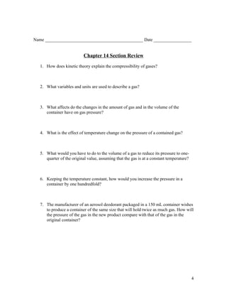 Chemistry - Chp 14 - The Behavior of Gases - Notes | DOC | Chemistry ...