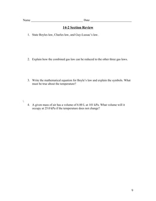 Chemistry - Chp 14 - The Behavior of Gases - Notes | DOC | Chemistry ...