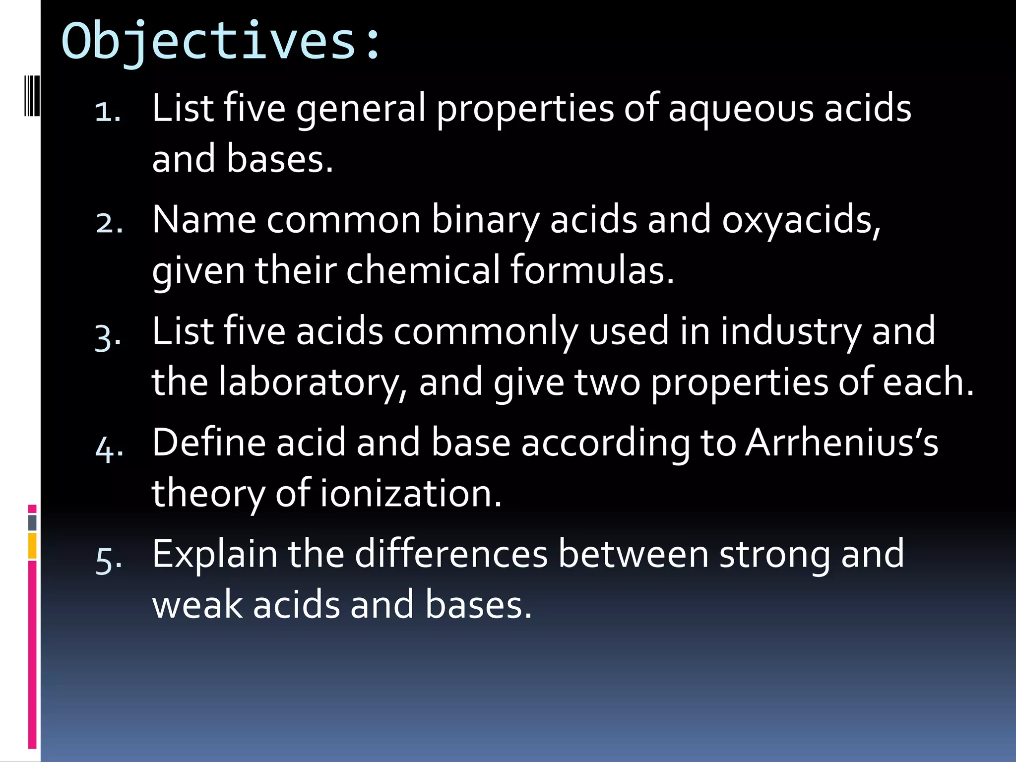Chapter 15.1 : Properties of Acids and Bases | PPTX