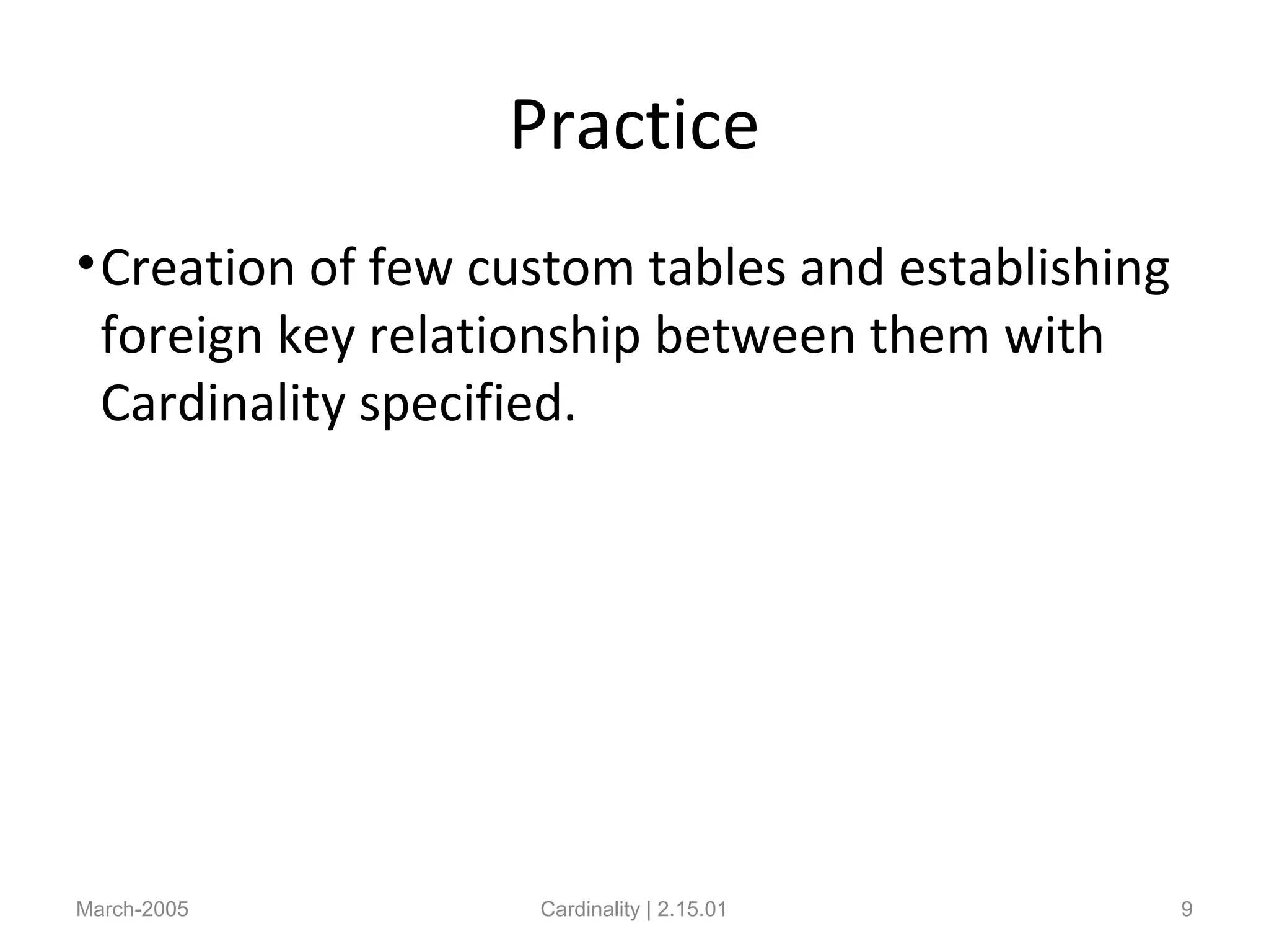 cardinality1 | PPT | Databases | Computer Software and Applications