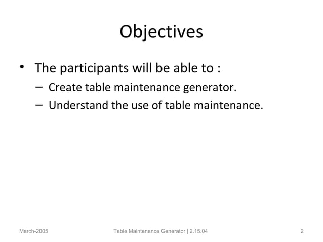 table maintenance generator1 | PPT