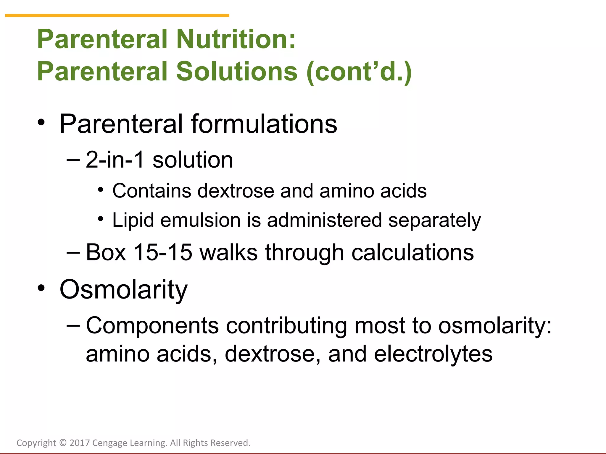 Chapter 15 Enteral and Parenteral Nutrition Support | PPT