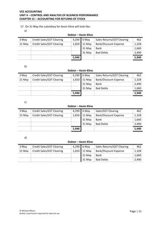 Chapter 15 Accounting for Returns - Test | PDF