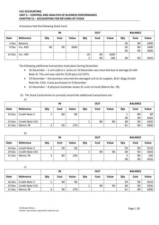 Chapter 15 Accounting for Returns - Test | PDF