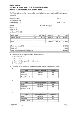Chapter 15 Accounting for Returns - Test | PDF