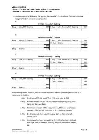 Chapter 15 Accounting for Returns - Test | PDF