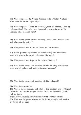 Chapter 15 BaroqueNote Know that the artarchitecture presente | PDF