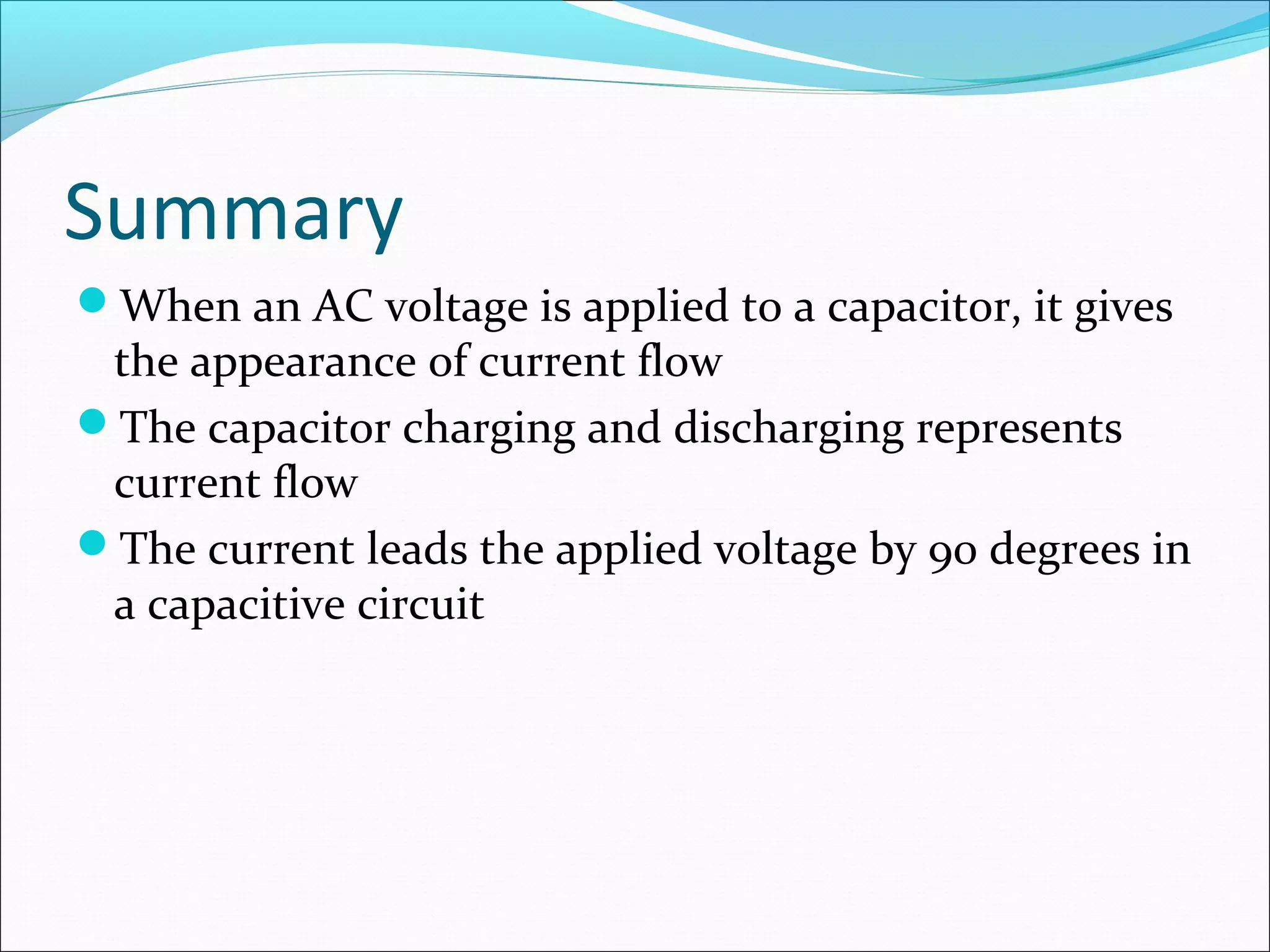capacitive ac circuits | PPT