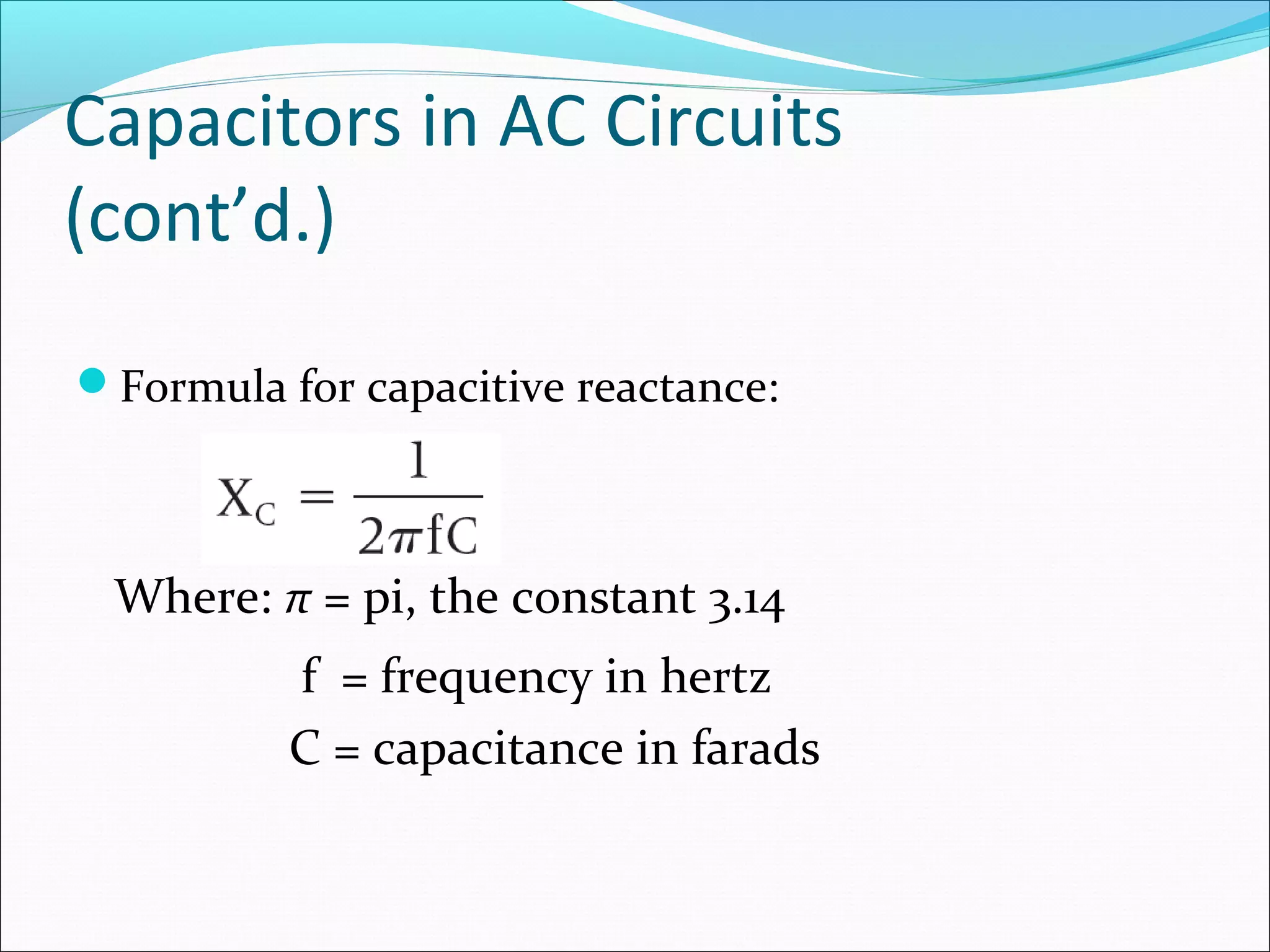 capacitive ac circuits | PPT