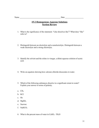 Chemistry - Chp 15 - Water and Aqueous Systems - Notes | DOC ...