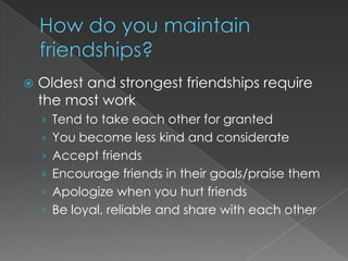 Chapter 15 friendships | PPTX
