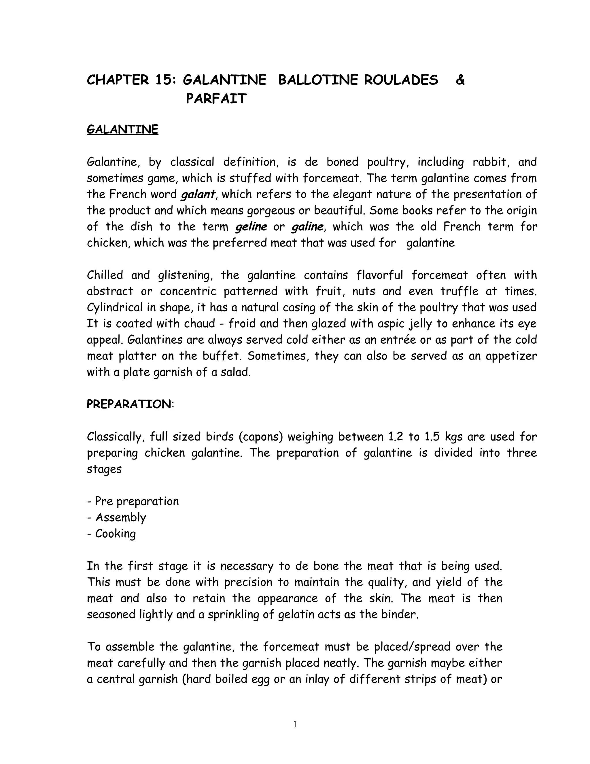 Chapter 15 galantine, ballotine, roulade and parfait | DOC