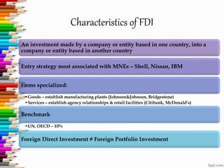 international investment and collaborative ventures (fdi) | PPTX