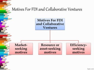 international investment and collaborative ventures (fdi) | PPTX