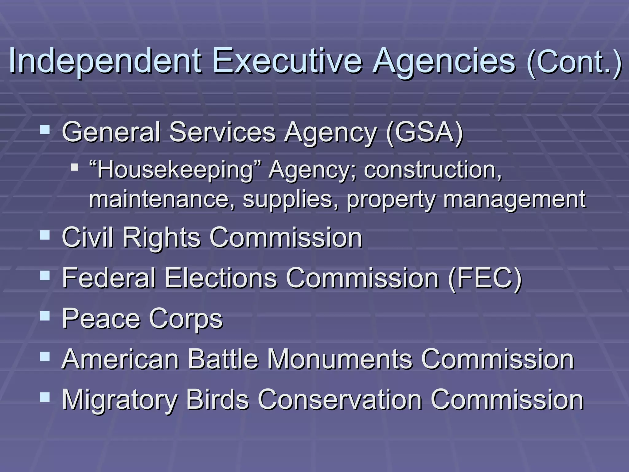 Chapter 15 section 4 (independent agencies) | PPT | Political Issues ...