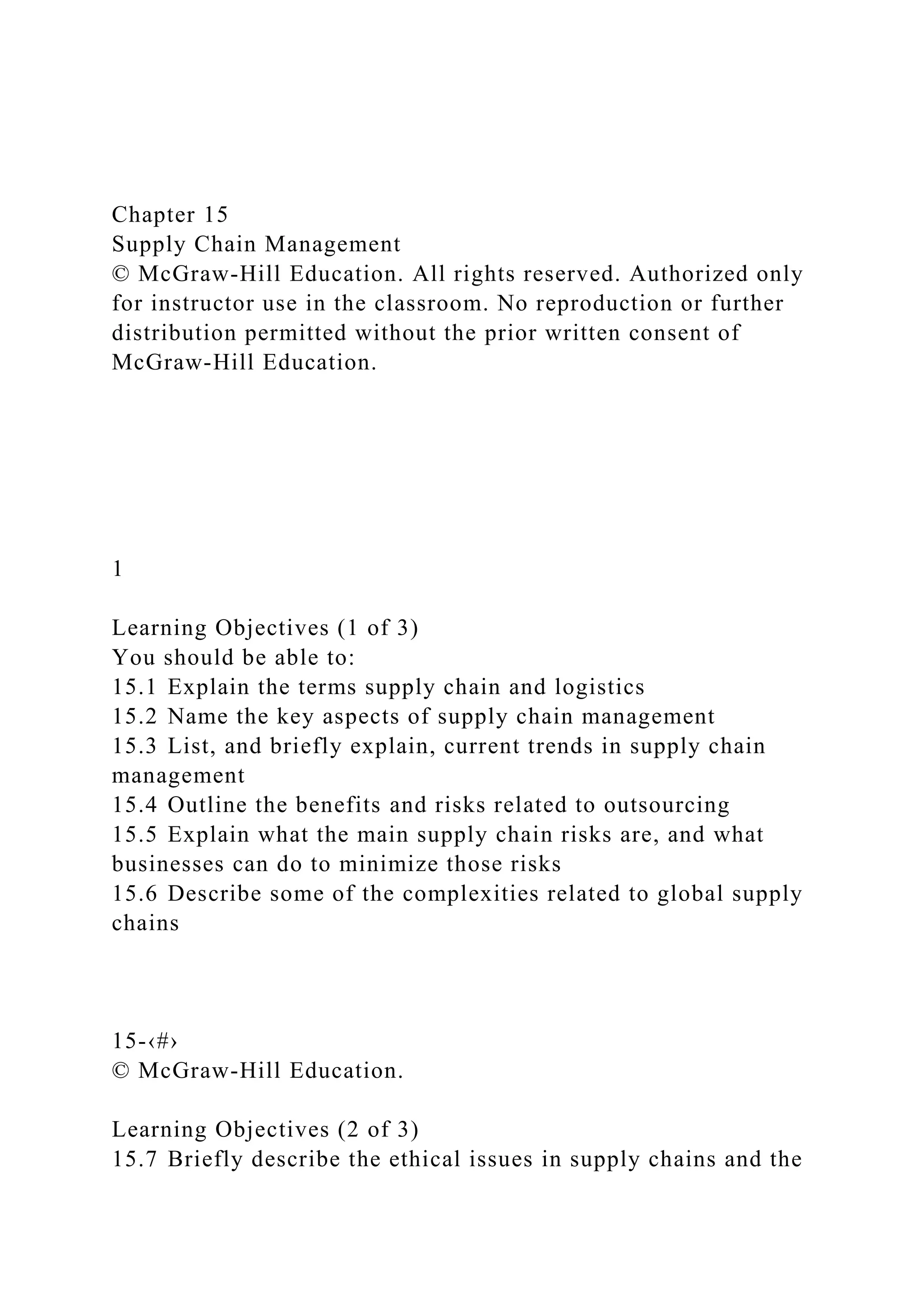 Chapter 15Supply Chain Management© McGraw-Hill Education. Al.docx ...
