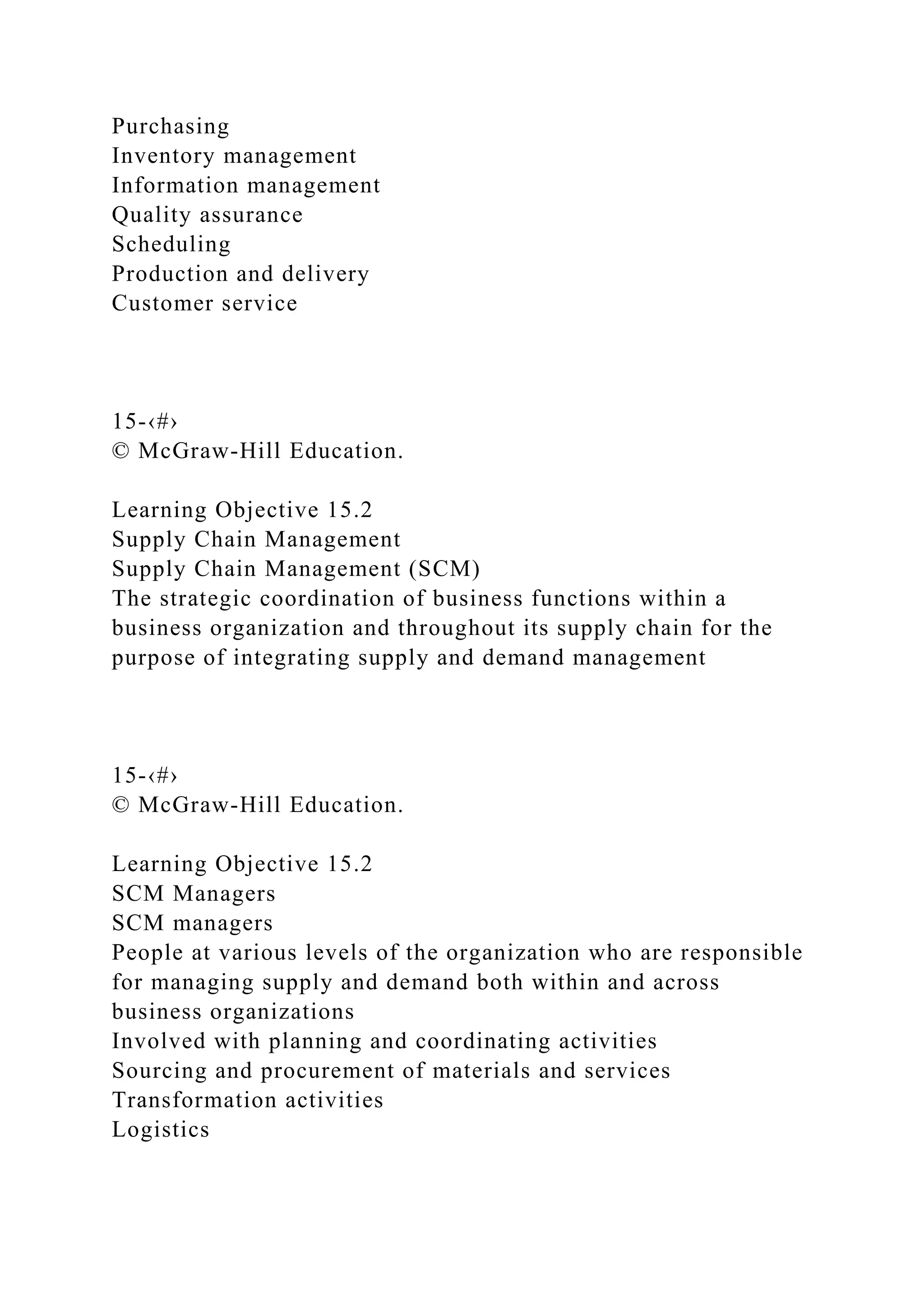 Chapter 15Supply Chain Management© McGraw-Hill Education. Al.docx ...