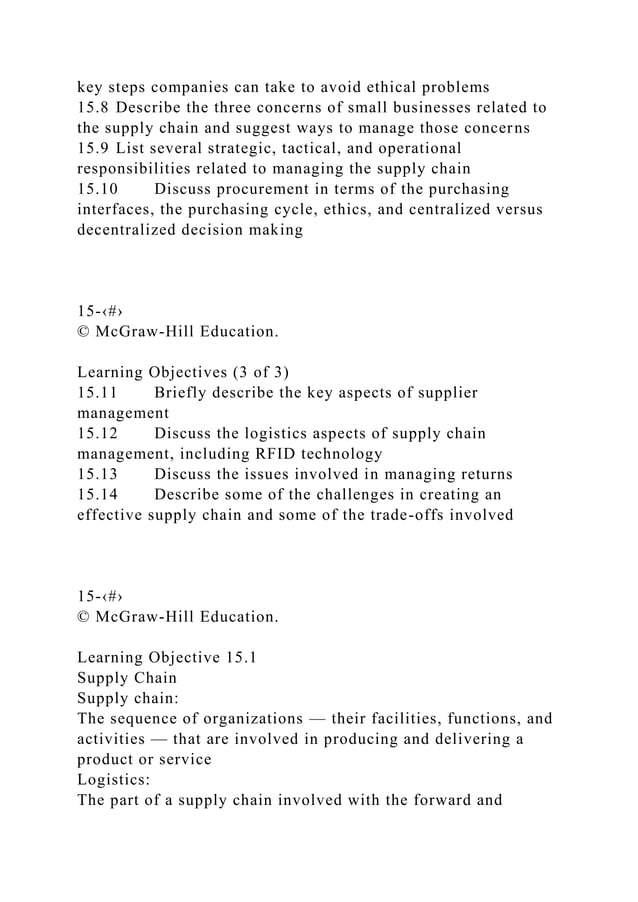 Chapter 15Supply Chain Management© McGraw-Hill Education. Al.docx