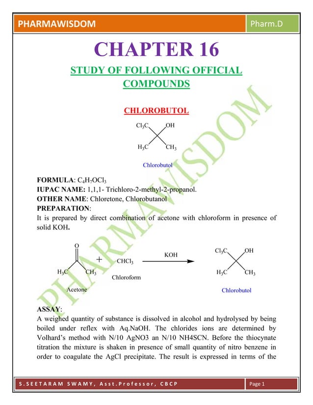 STUDY OF FOLLOWING OFFICIAL COMPOUNDS | PDF | Chemistry | Science