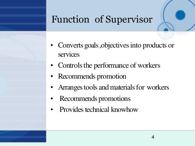 Supervision - Types, Techniques, Function and Responsibilities of of