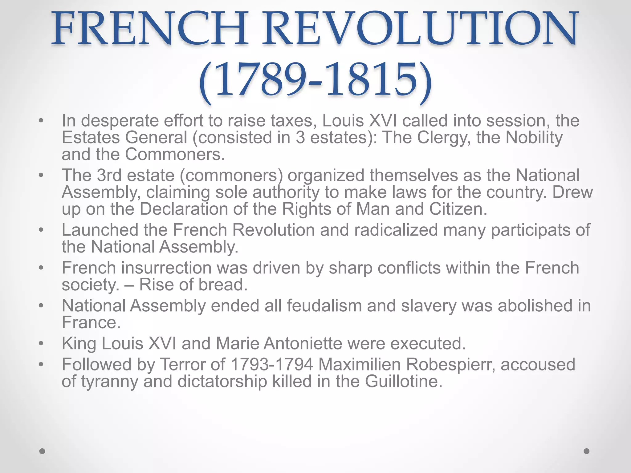 AP WORLD HISTORY: Chapter 16 Atlantic Revolutions: Global Echoes 1750 ...