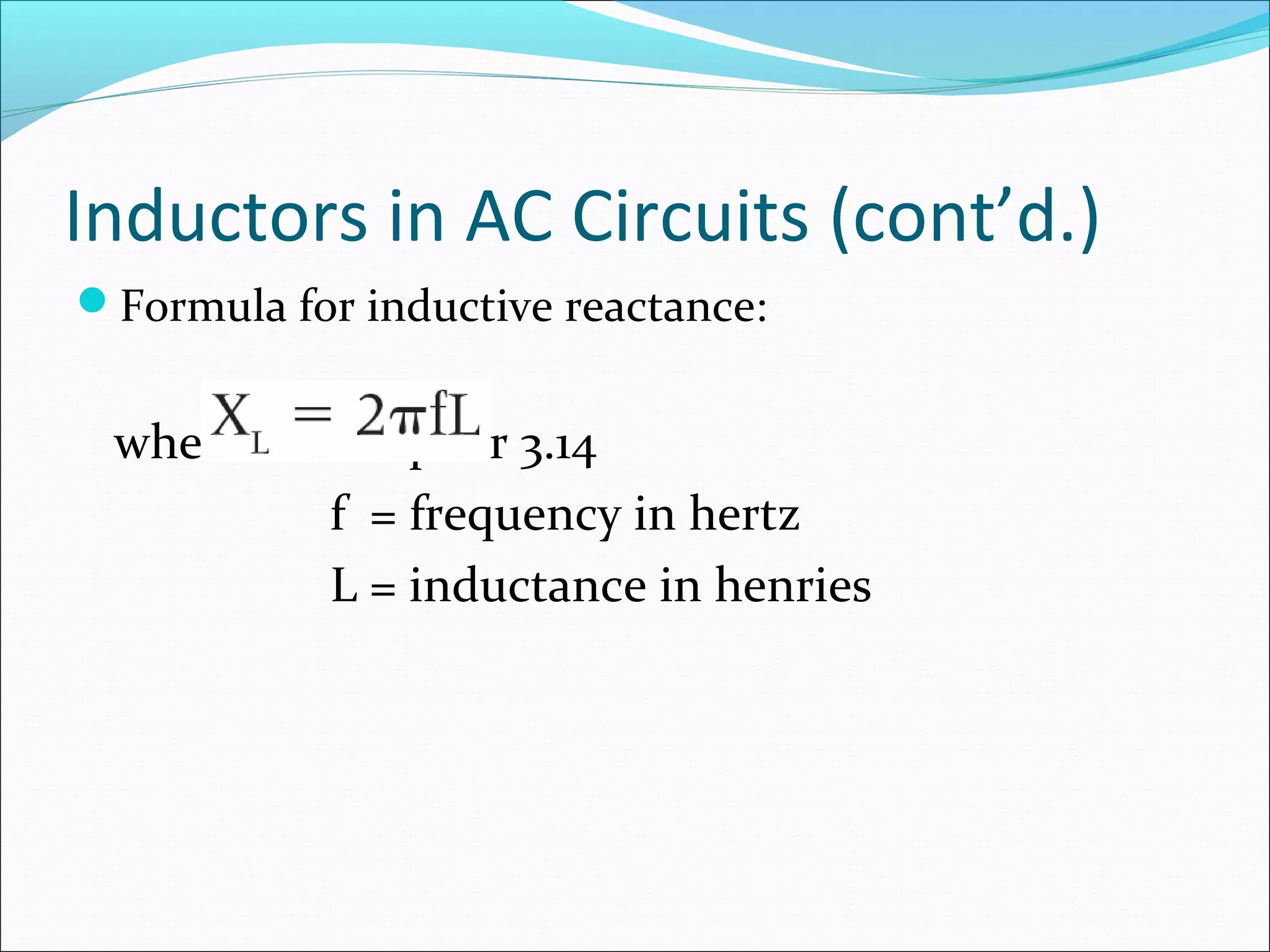 Inductive Ac Circuits Ppt