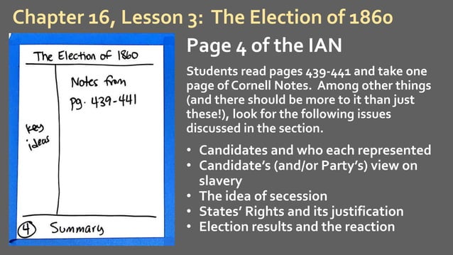 Chapter 16, lesson 3 the election of 1860 | PPT