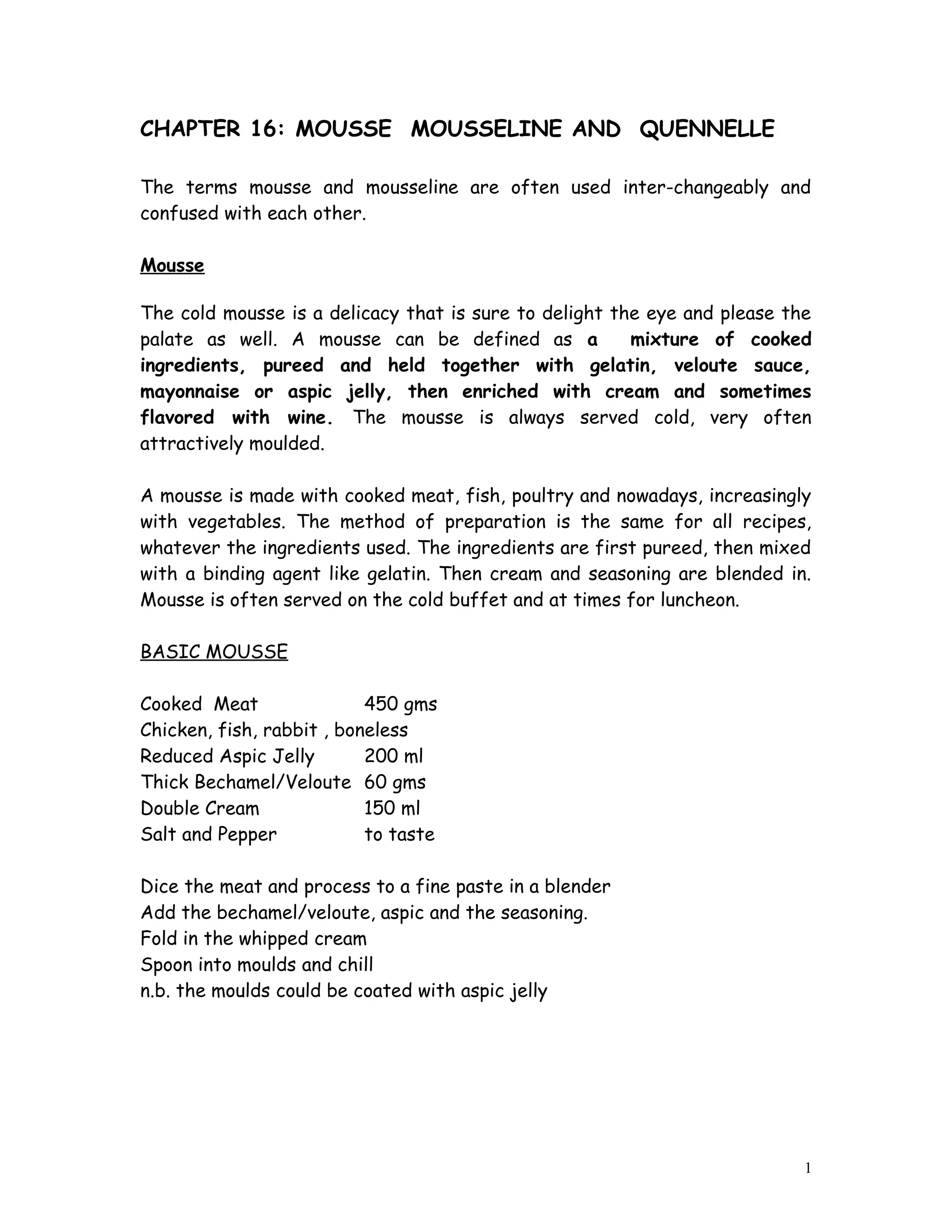 Chapter 16 mousse and mousseline | DOC