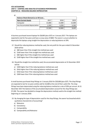 Chapter 16 Reducing Balance Depreciation - Test | PDF
