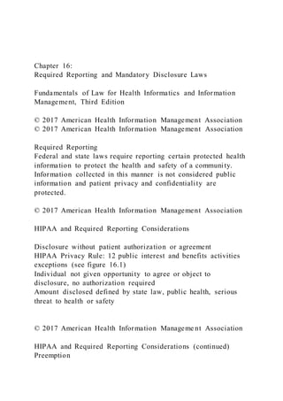 Chapter 16Required Reporting and Mandatory Disclosure Laws | DOCX